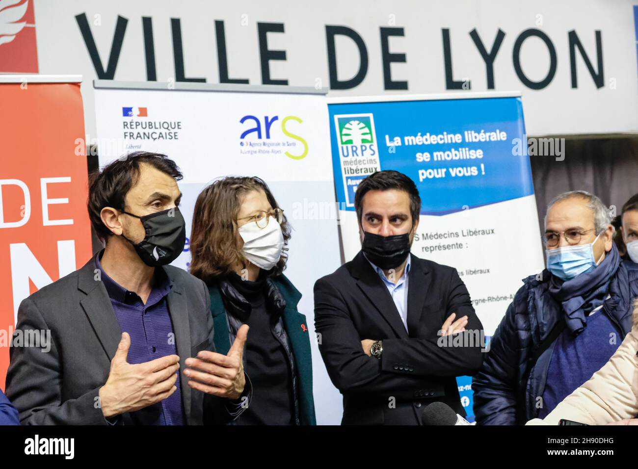 Lyon (France), 2 December 2021. Press conference at the Gerland Vaccine ...