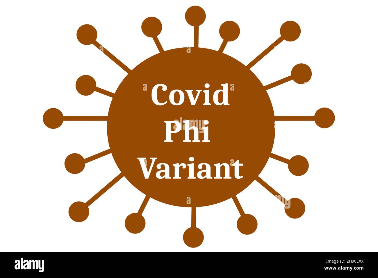 Covid Phi variant in brown with white text isolated on a white ...