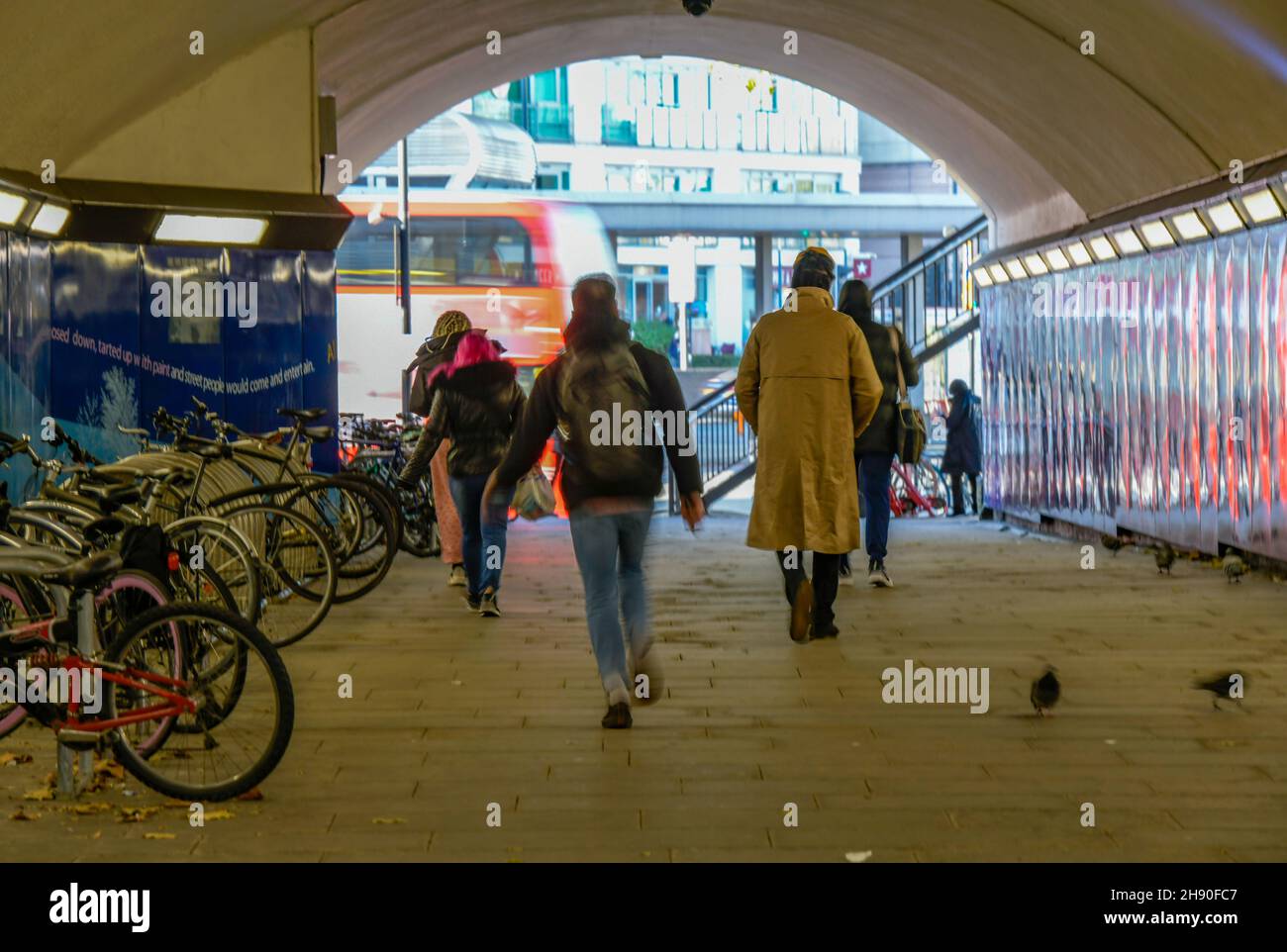 pedestrian subway under the railway staion at vauxhall south london ...