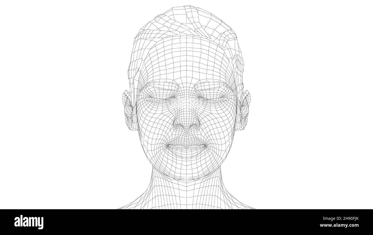 Wireframe female head Black and White Stock Photos & Images - Alamy