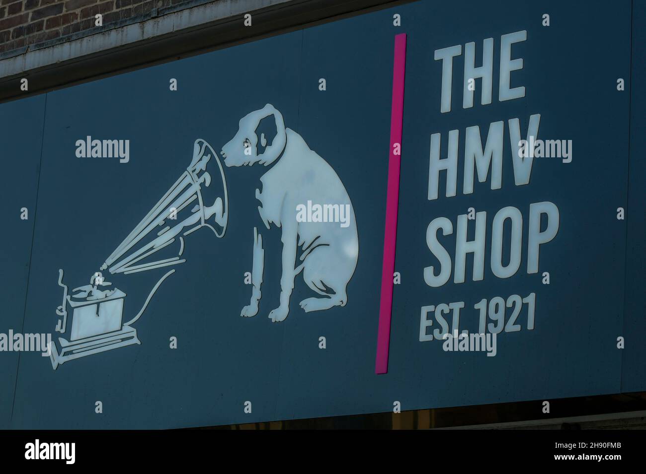 re-released HMV his master voice record shop sign, music store, records ...