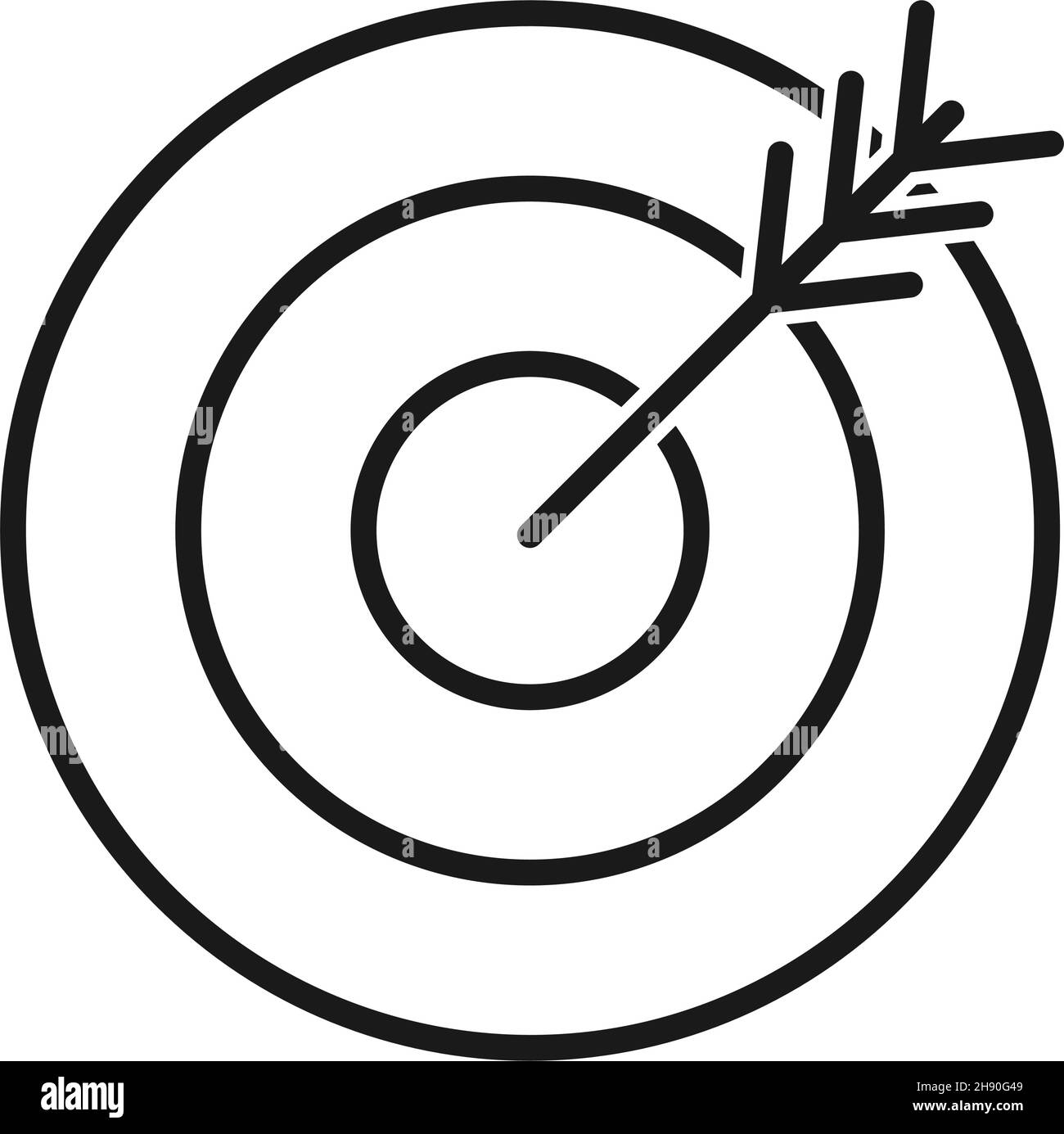 Black and white line art arrow hitting a target icon. Precise targeting ...