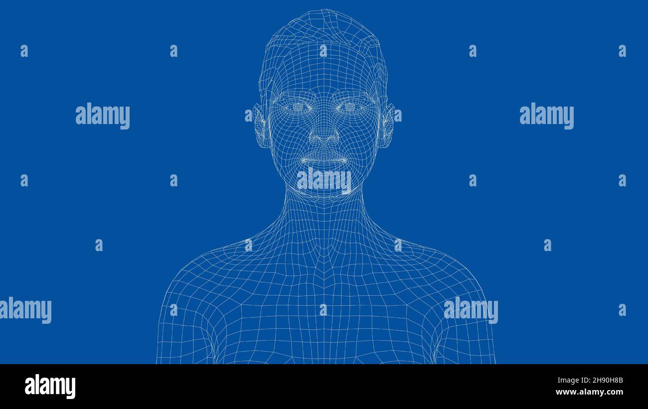 Wireframe portrait of a young beautiful girl Stock Photo - Alamy