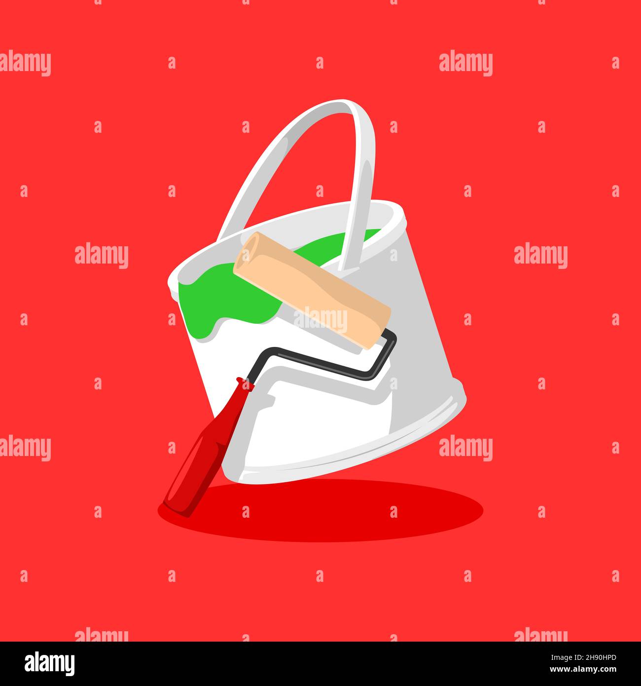 paint can and roller flat style isolated icon clip art vector ...