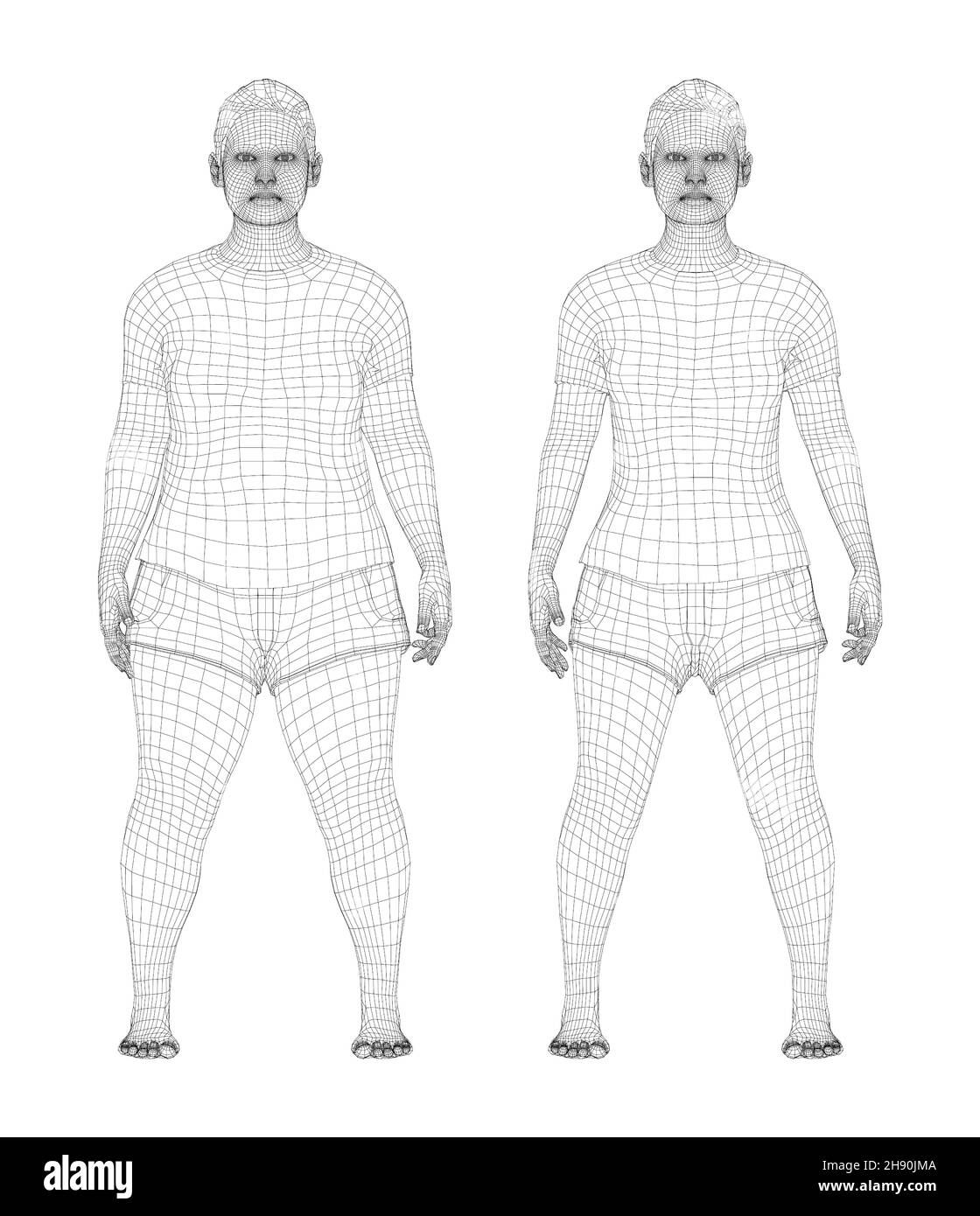 Fat and slim woman, before and after weight loss Stock Photo - Alamy