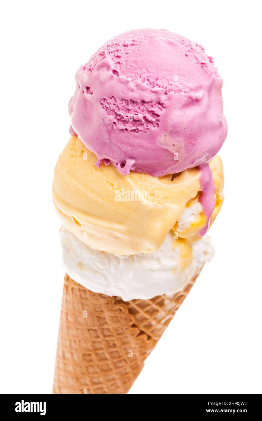 Colorful ice cream cone in detail Stock Photo - Alamy