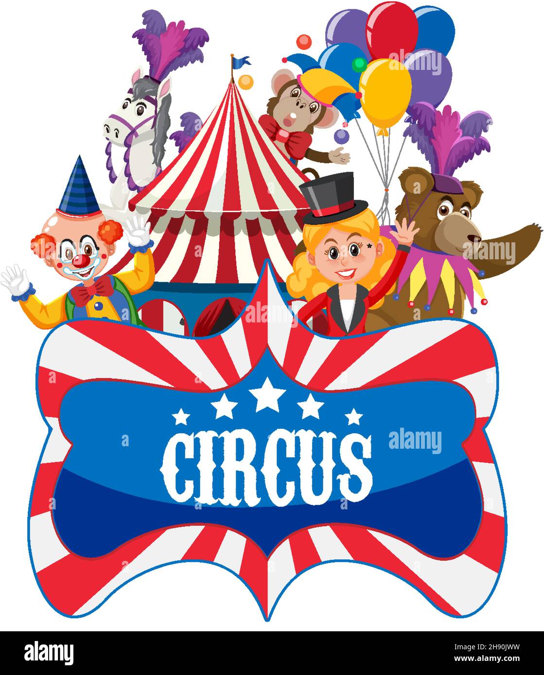 Circus banner with circus characters illustration Stock Vector Image ...