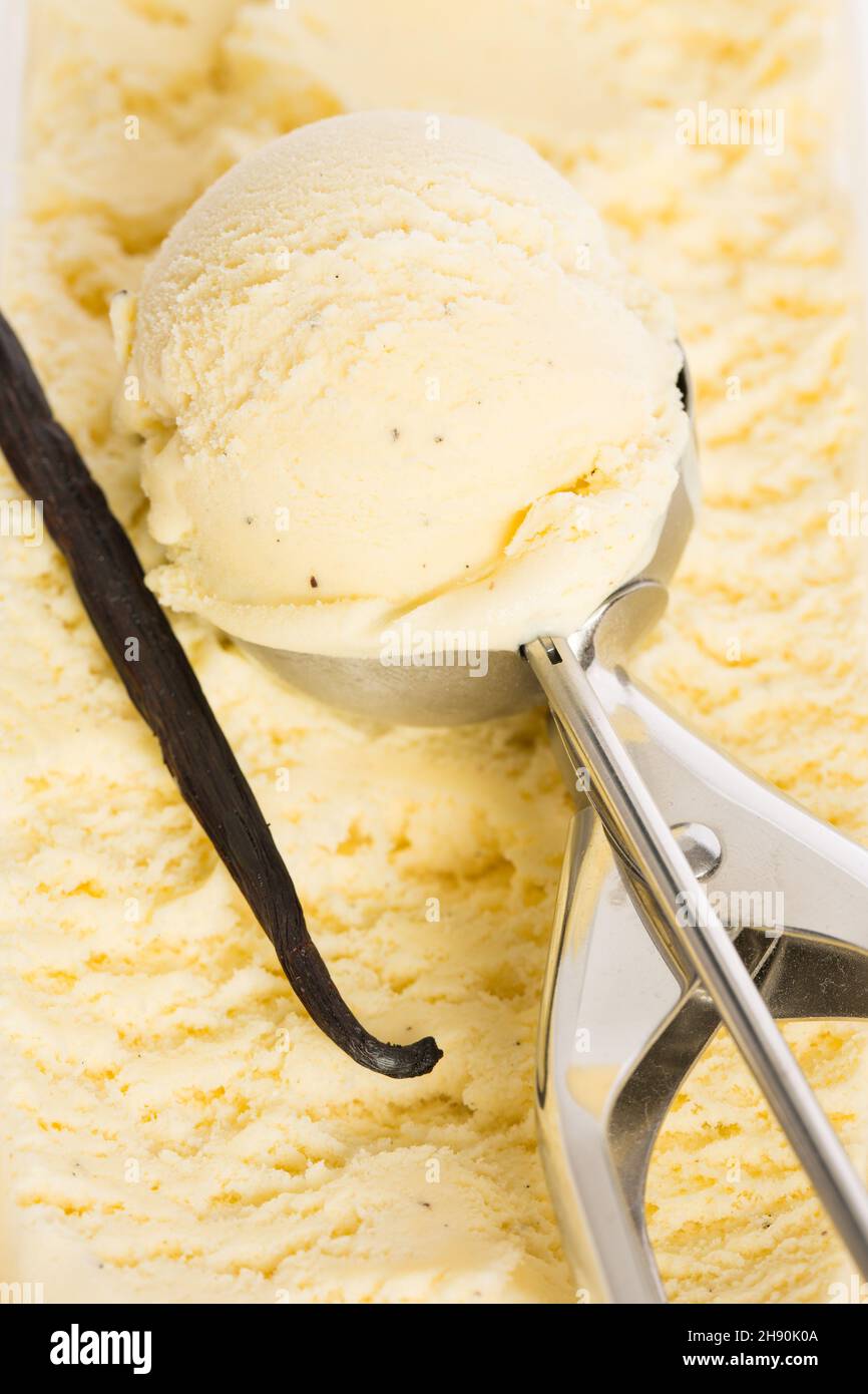 vanilla ice cream in the spoon Stock Photo - Alamy