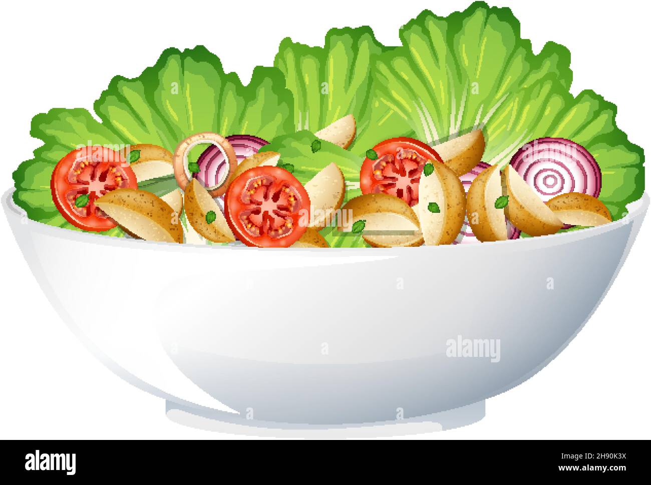 Healthy meal with fresh vegetable salad bowl illustration Stock Vector ...