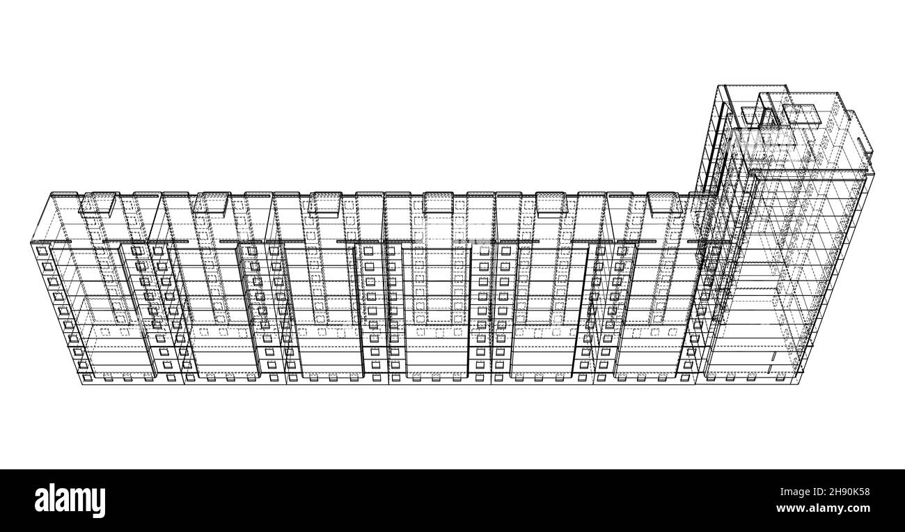 Wire-frame model of a multi-storey building Stock Photo - Alamy