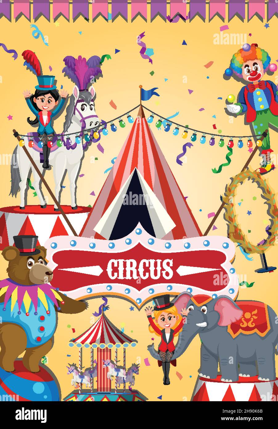 Circus banner design with animal perfomance illustration Stock Vector ...