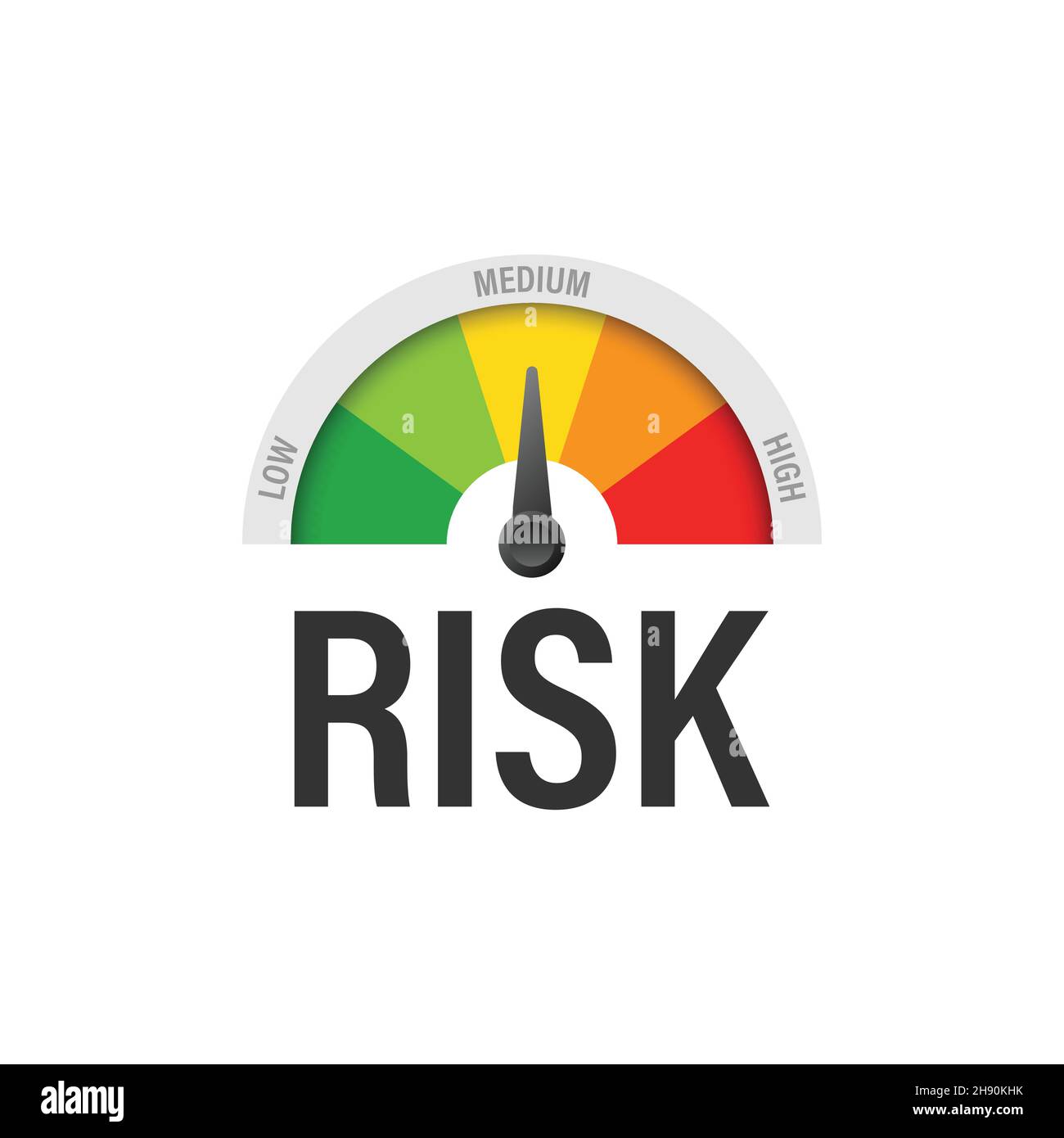 Risk meter icon in flat style. Rating indicator vector illustration on ...