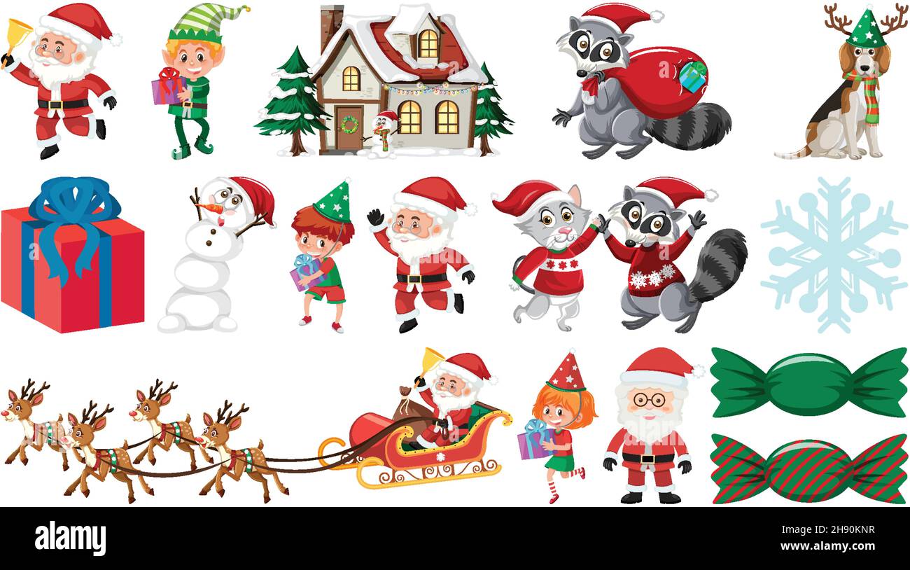 Set of isolated objects of christmas theme illustration Stock Vector ...