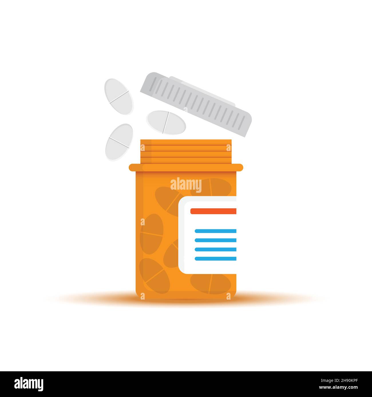 Pill bottle icon in flat style. Medical capsules vector illustration on ...