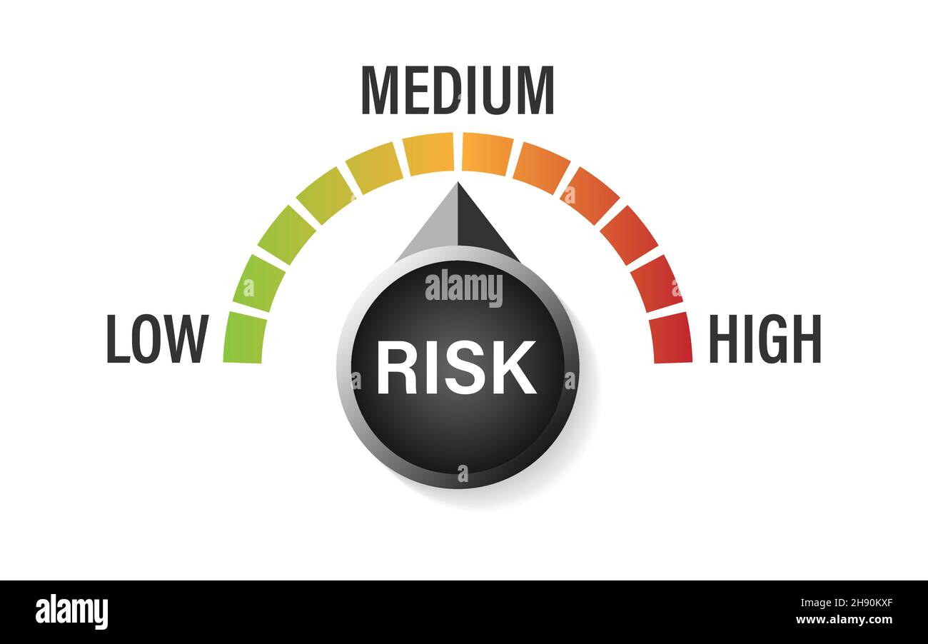 Risk meter icon in flat style. Rating indicator vector illustration on white isolated background ...