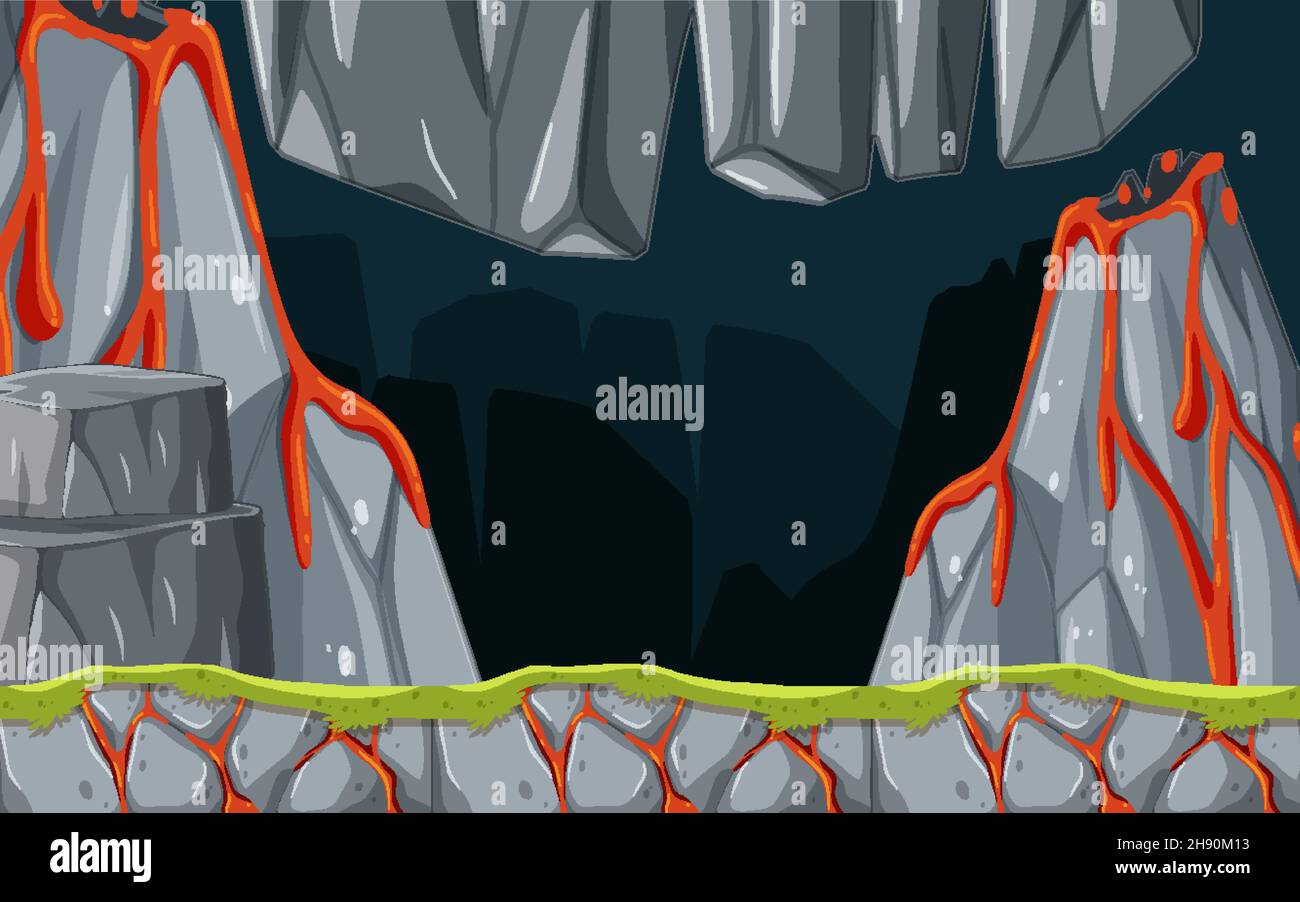 Game Template Lava Cave Scene illustration Stock Vector Image & Art - Alamy