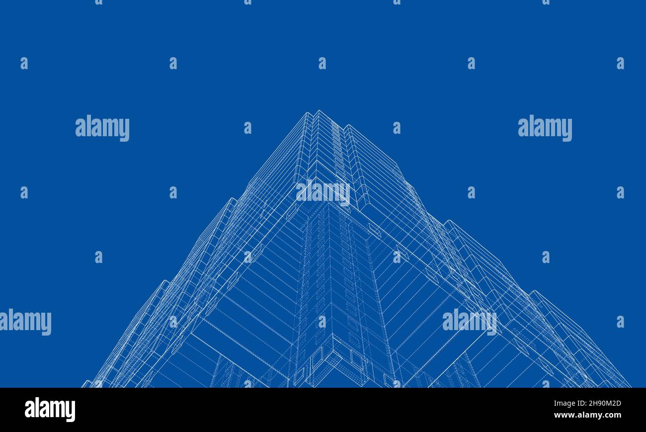 Wire-frame model of a multi-storey building Stock Photo - Alamy