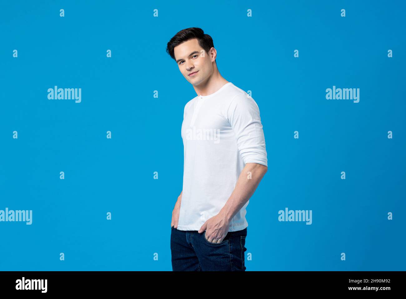 Happy adult person plain background hi-res stock photography and images ...