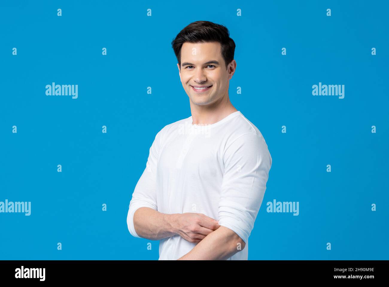 Happy adult person plain background hi-res stock photography and images ...