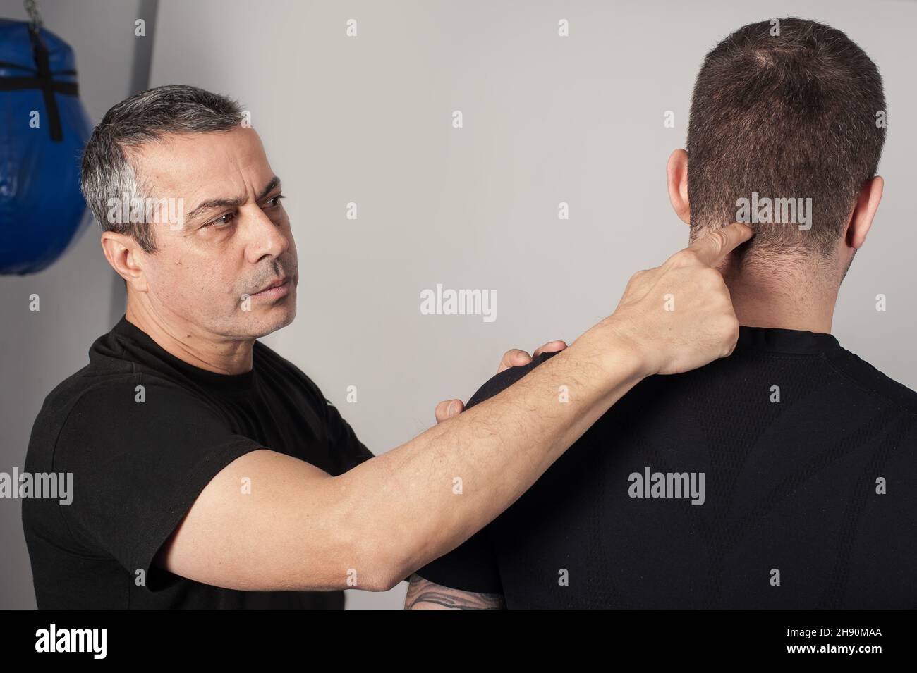 Kapap instructor shows the critical and highly sensitive points on the ...