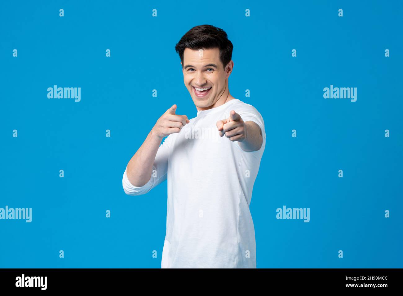 Happy adult person plain background hi-res stock photography and images ...