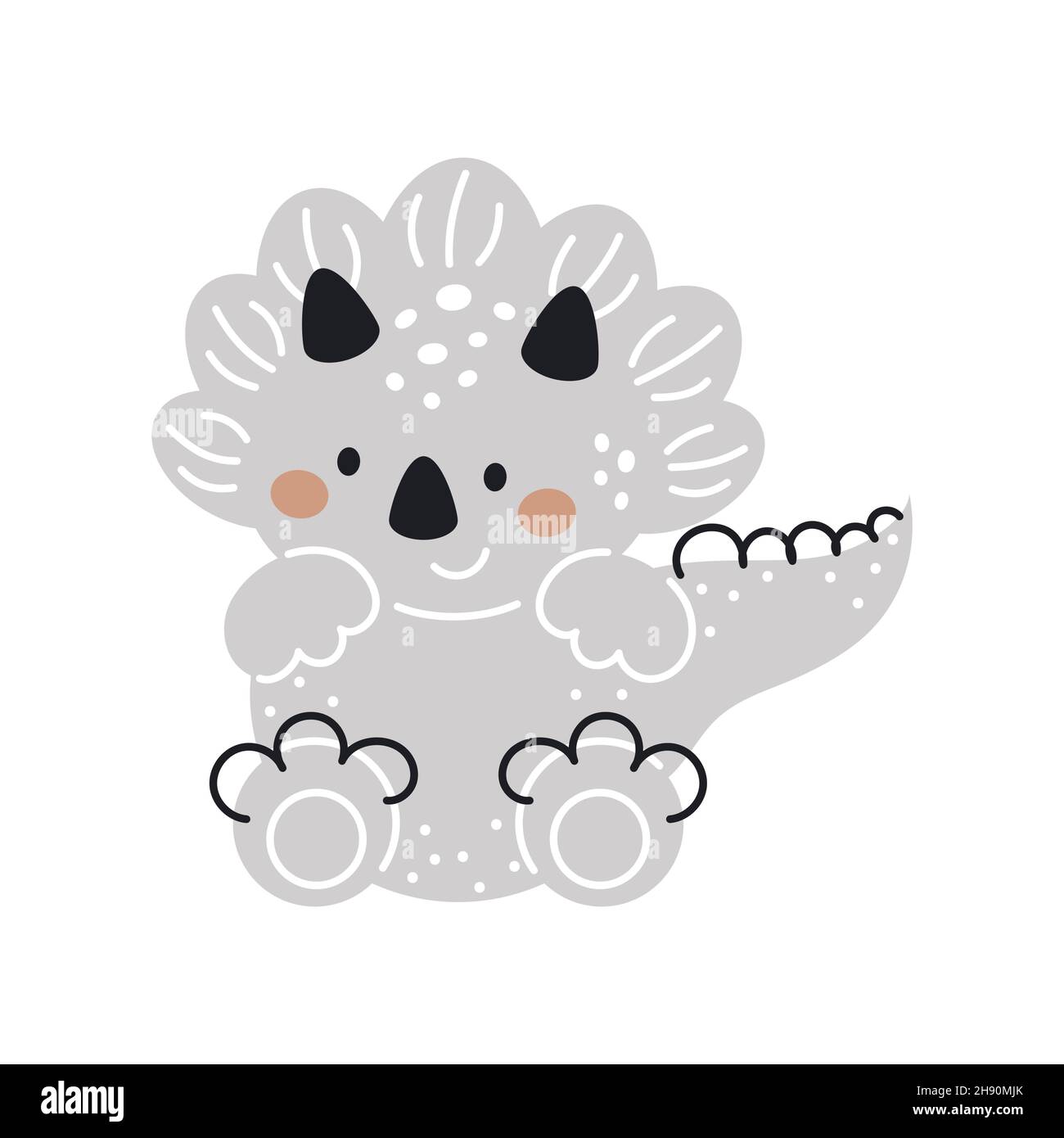 Cute grey dinosaur in scandinavian style. Funny cartoon dino for kids ...