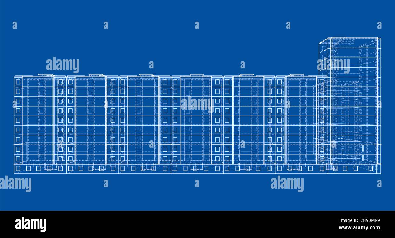 Wire-frame model of a multi-storey building Stock Photo - Alamy