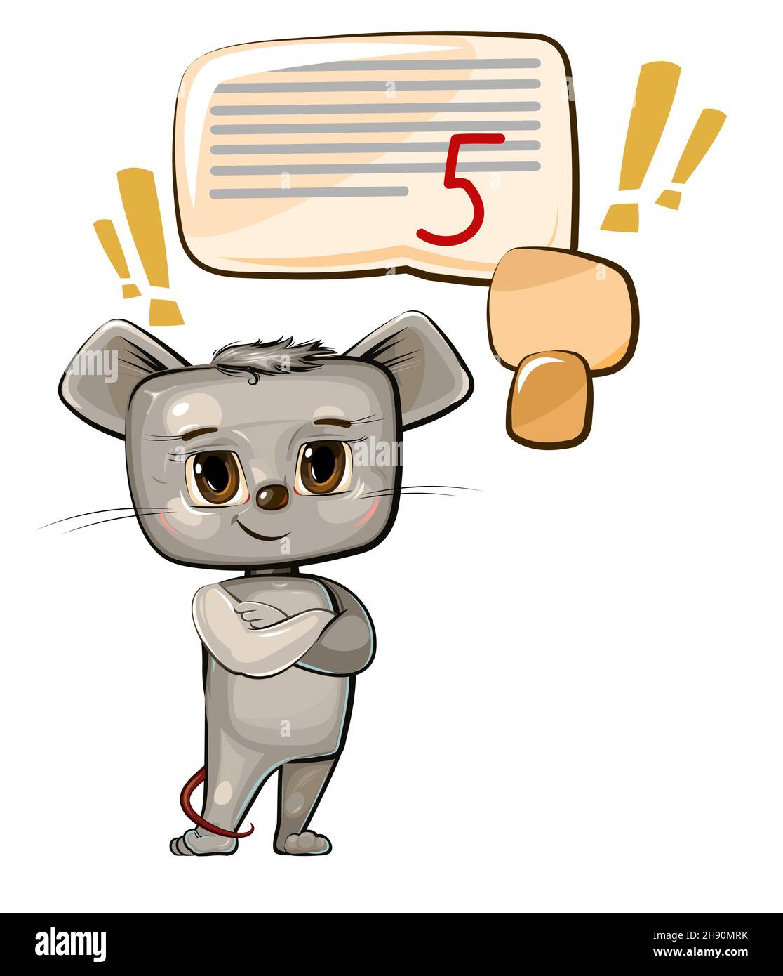 The cute kid Mouse is proud of a good Five. Funny kid animal ...
