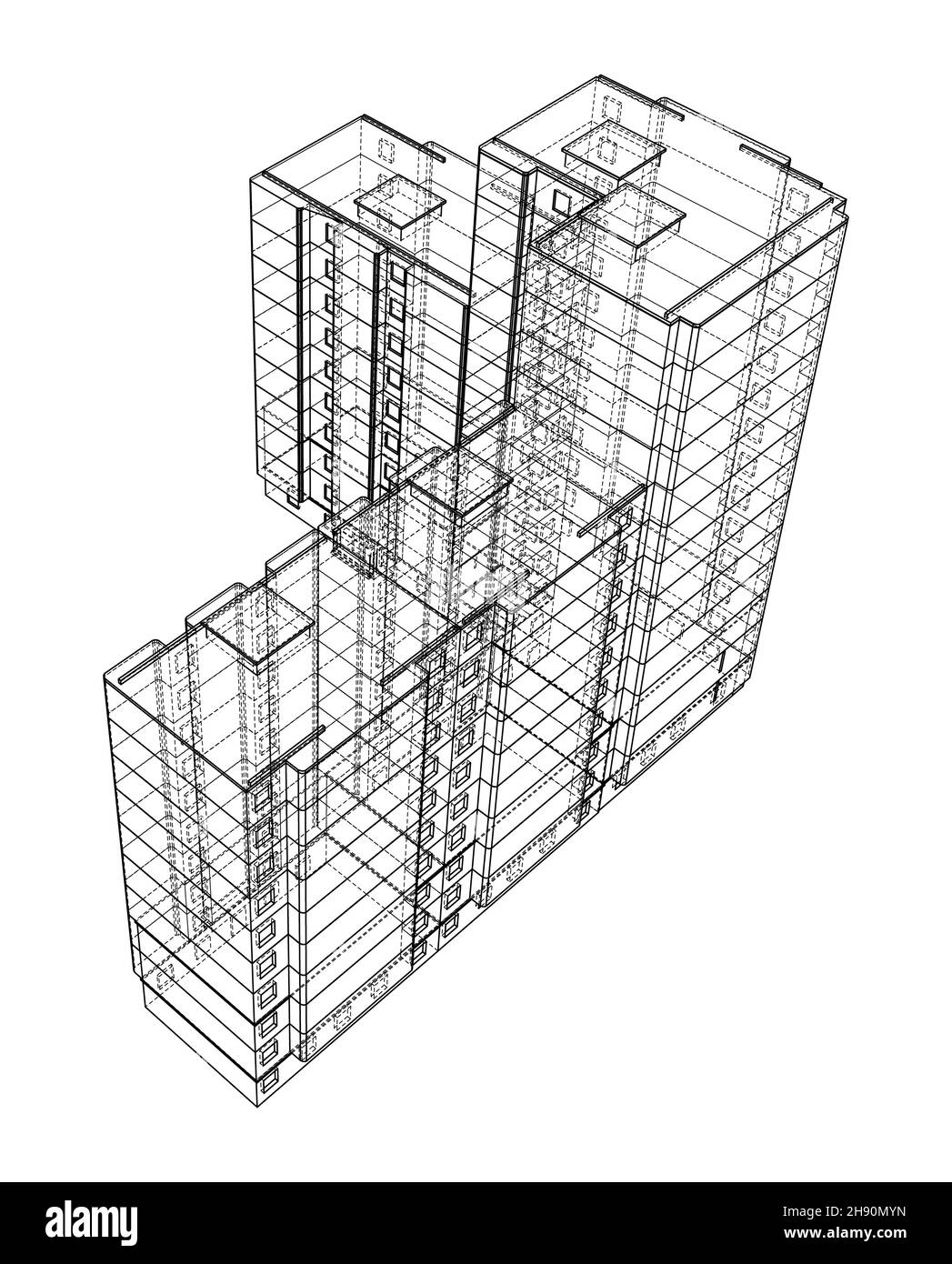 Wire-frame model of a multi-storey building Stock Photo - Alamy