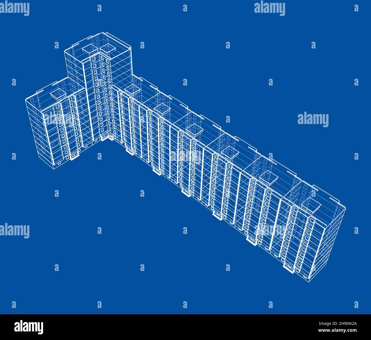 Wire-frame model of a multi-storey building Stock Photo - Alamy