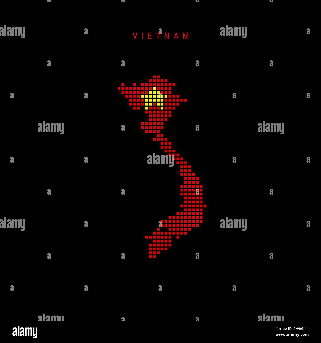 Square dots pattern map of Vietnam. Vietnamese dotted pixel map with ...