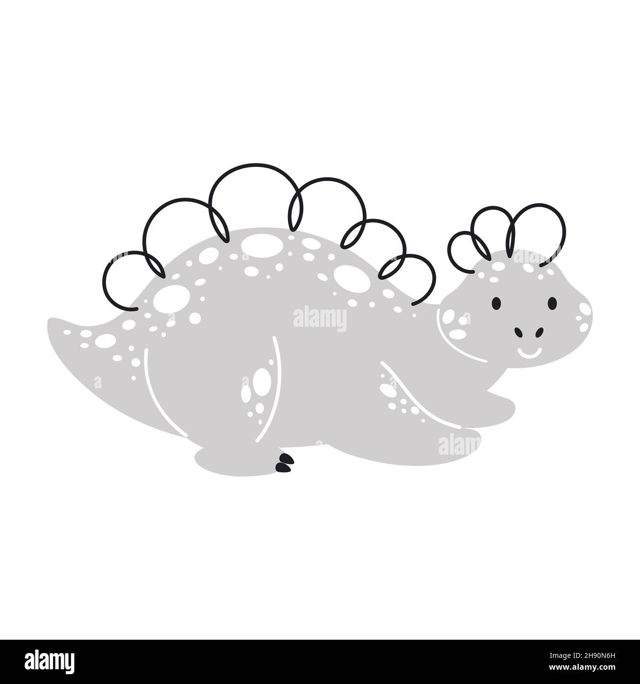 Cute grey dinosaur in scandinavian style. Funny cartoon dino for kids ...