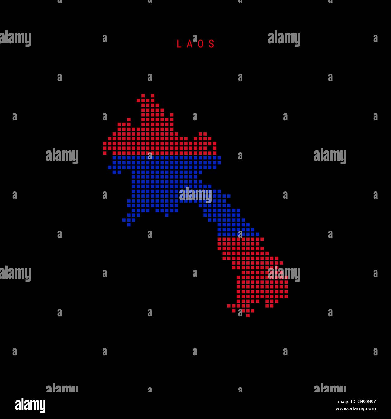 Square dots pattern map of Laos. Laotian dotted pixel map with national ...