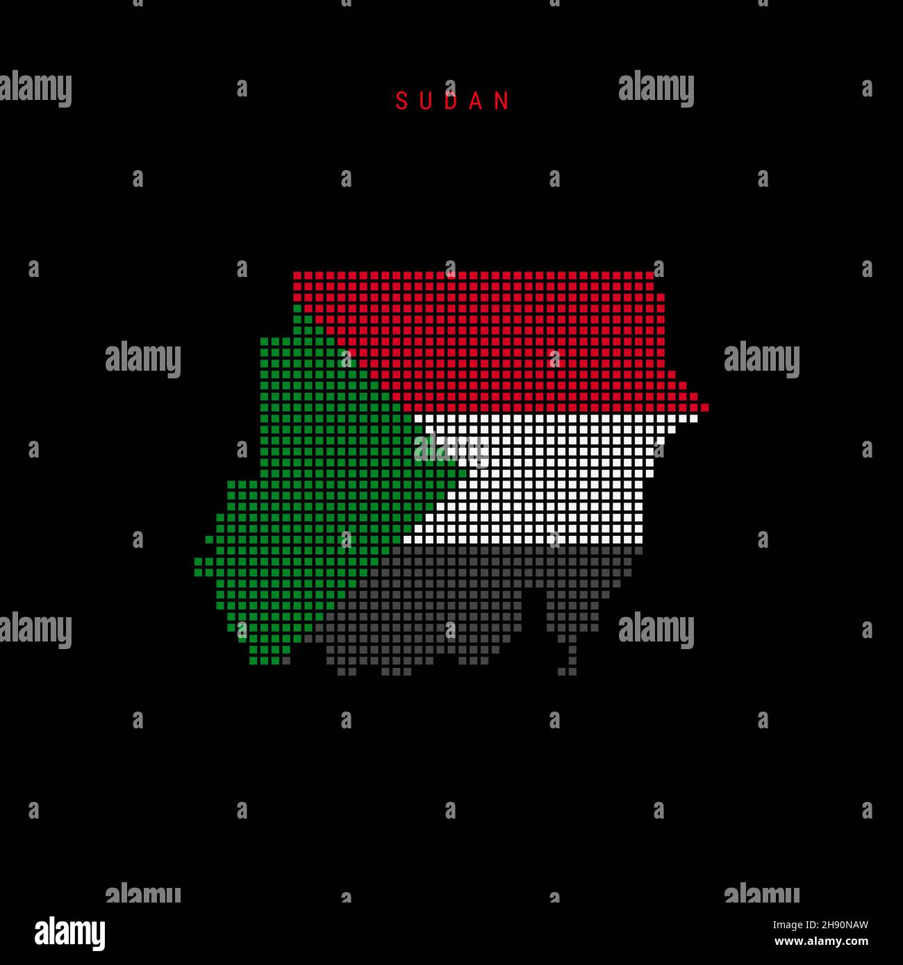 Square dots pattern map of Sudan. Sudanese dotted pixel map with ...