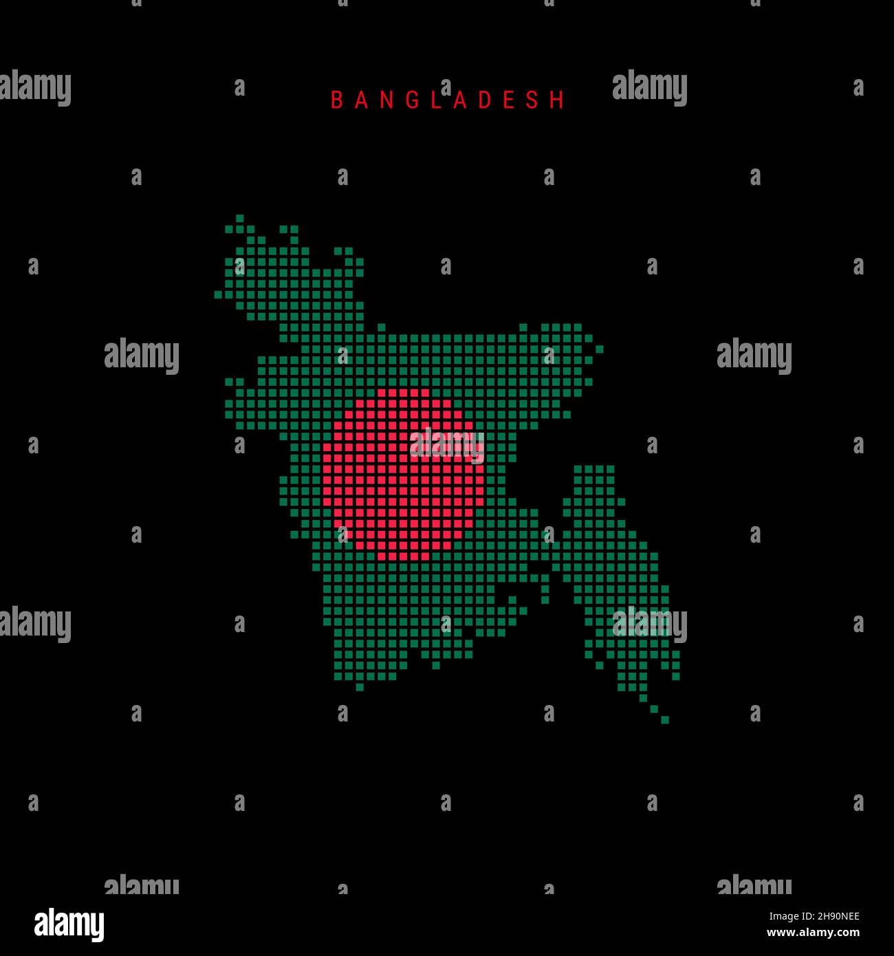Square dots pattern map of Bangladesh. Bangladeshi dotted pixel map ...