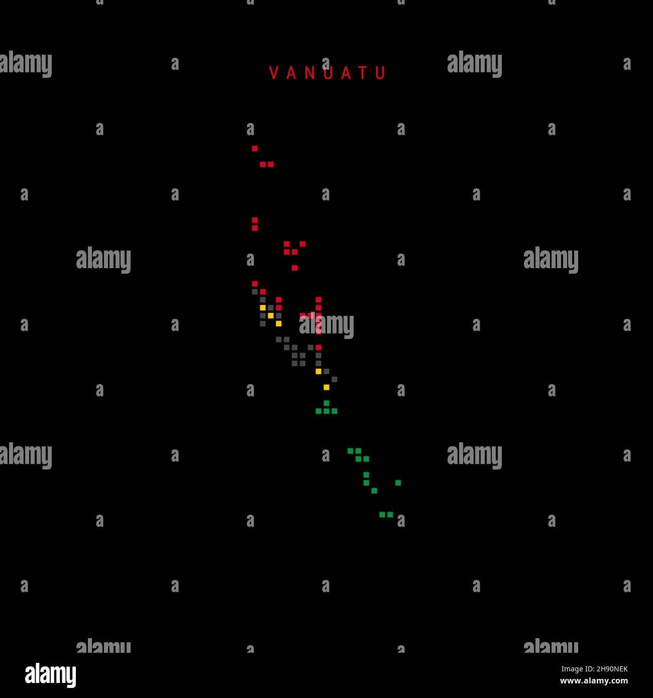 Square dots pattern map of Vanuatu. Vanuatuan dotted pixel map with ...