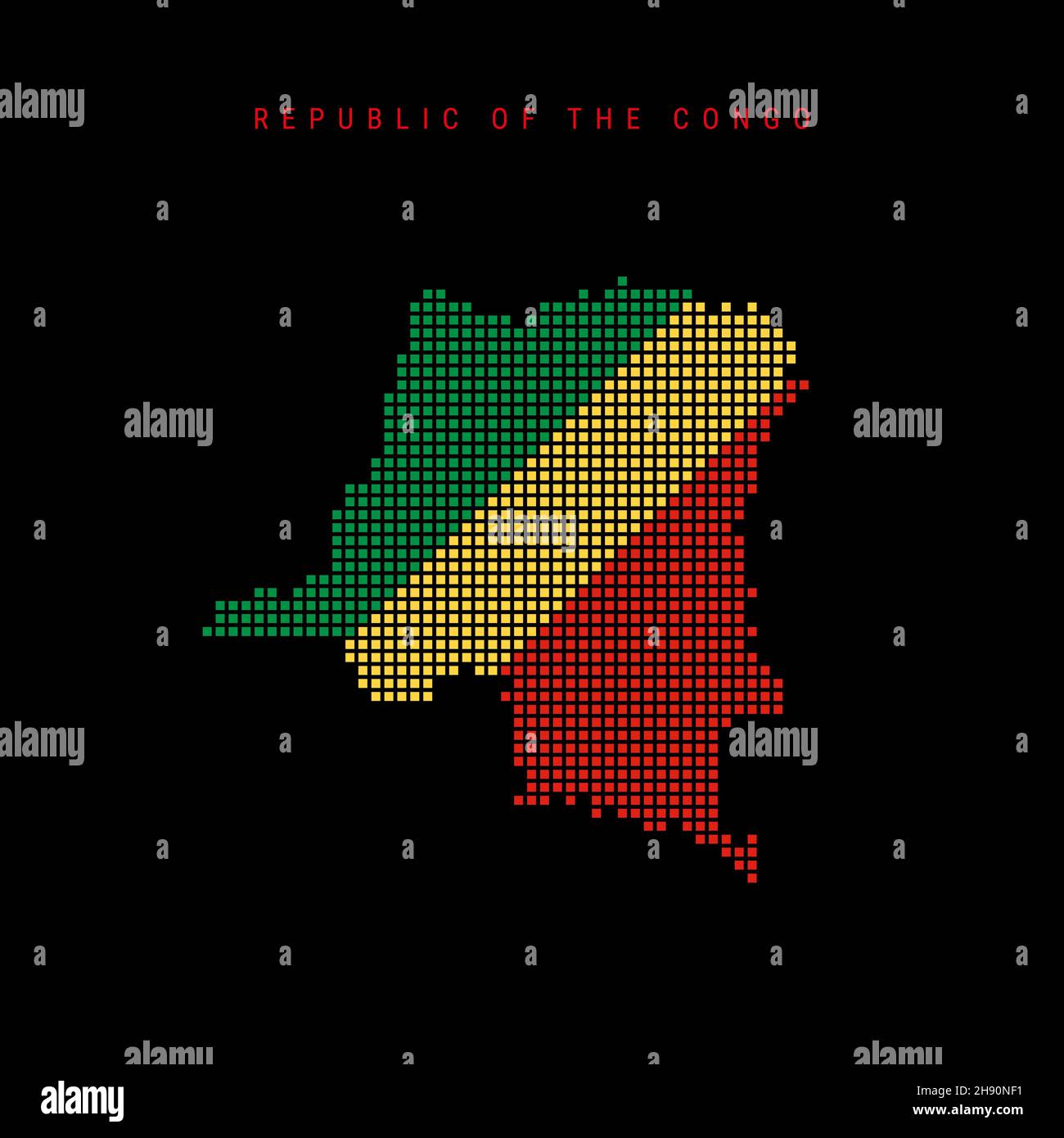 Square dots pattern map of Republic of the Congo. Congolese dotted pixel map with national flag ...