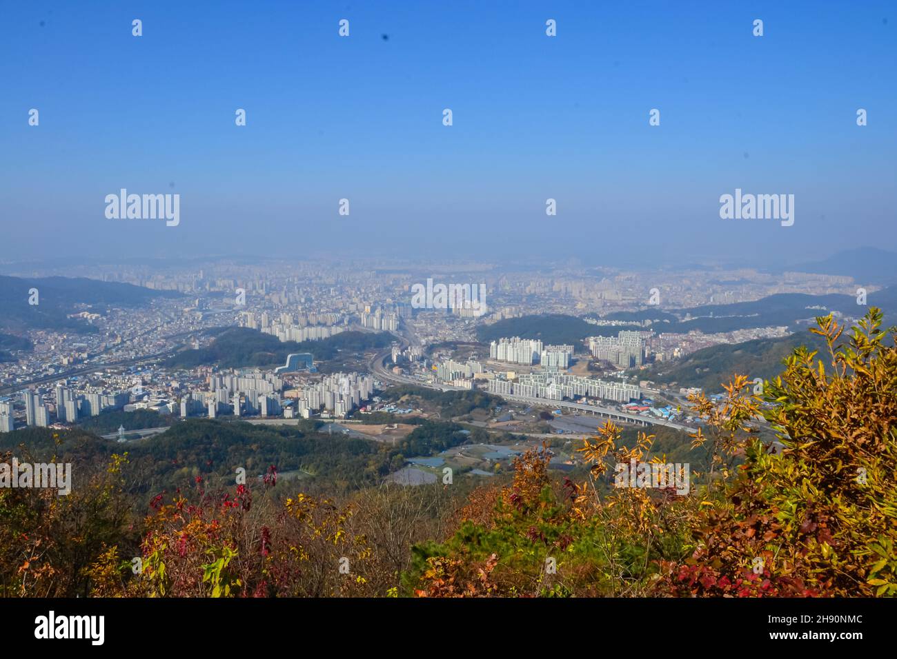 Birds-eye view of the Daejeon city and the sky in South Korea Stock ...