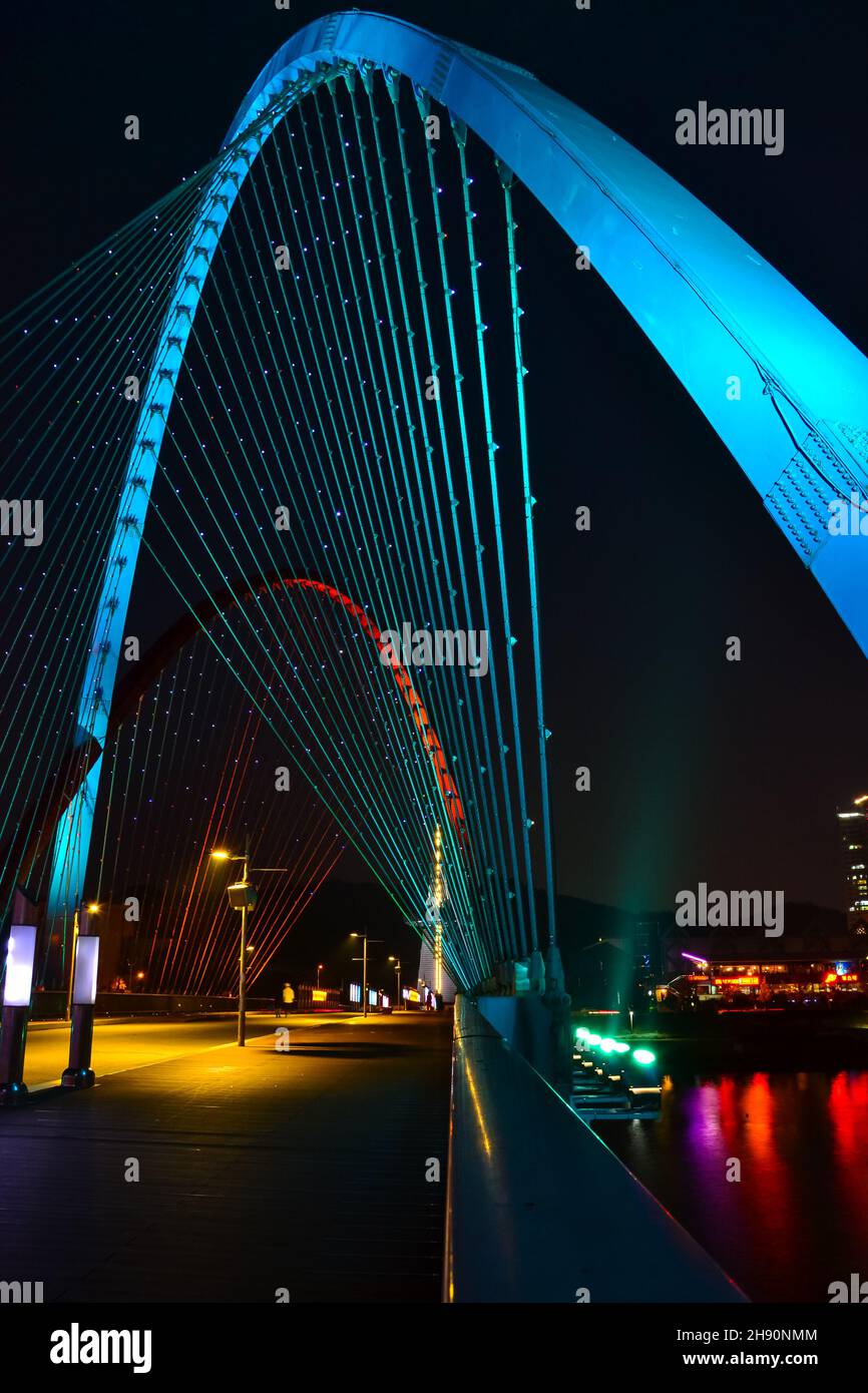 Vertical shot of the blue arch of Expo Bridge, Daejeon, South Korea ...