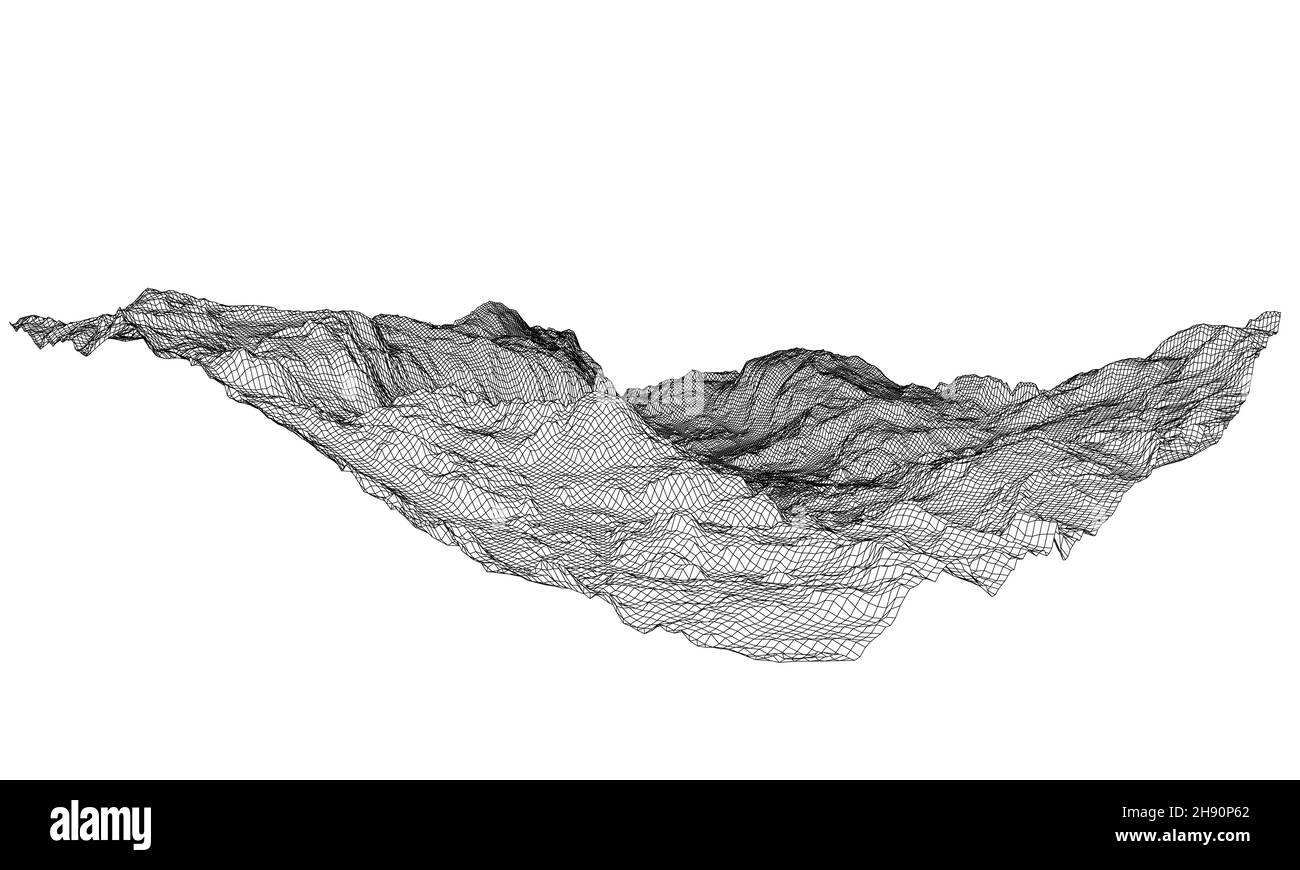 Abstract 3d wire-frame landscape. Blueprint style Stock Photo - Alamy