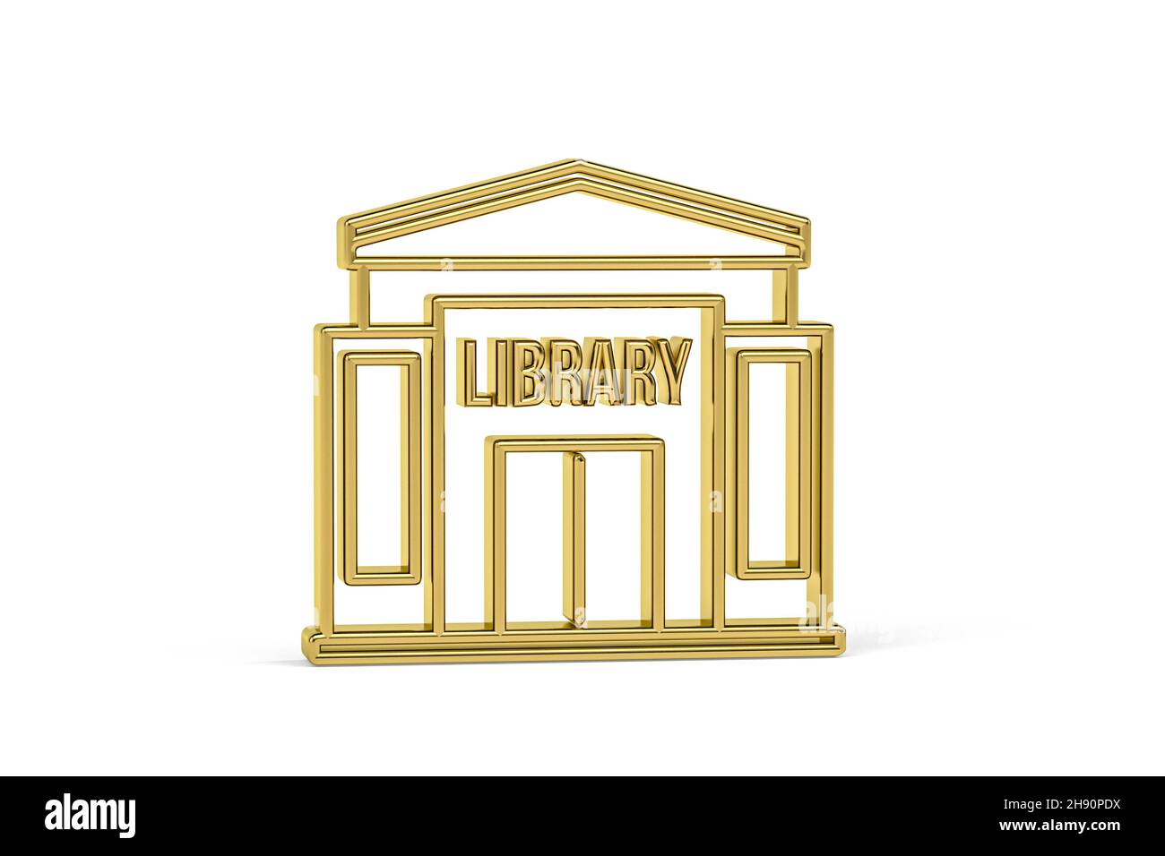 Golden 3d library icon isolated on white background - 3D render Stock ...