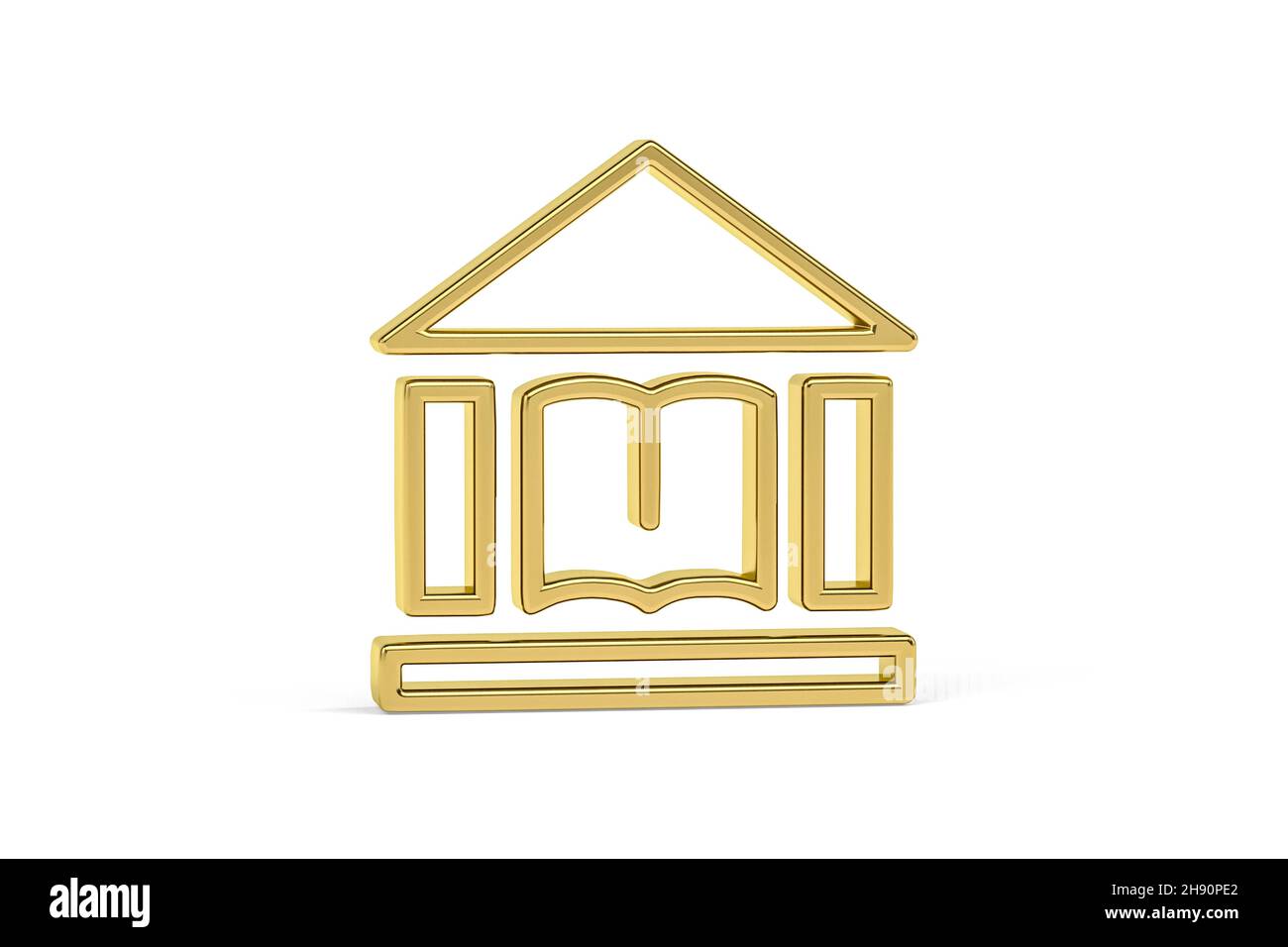 Golden 3d library icon isolated on white background - 3D render Stock ...