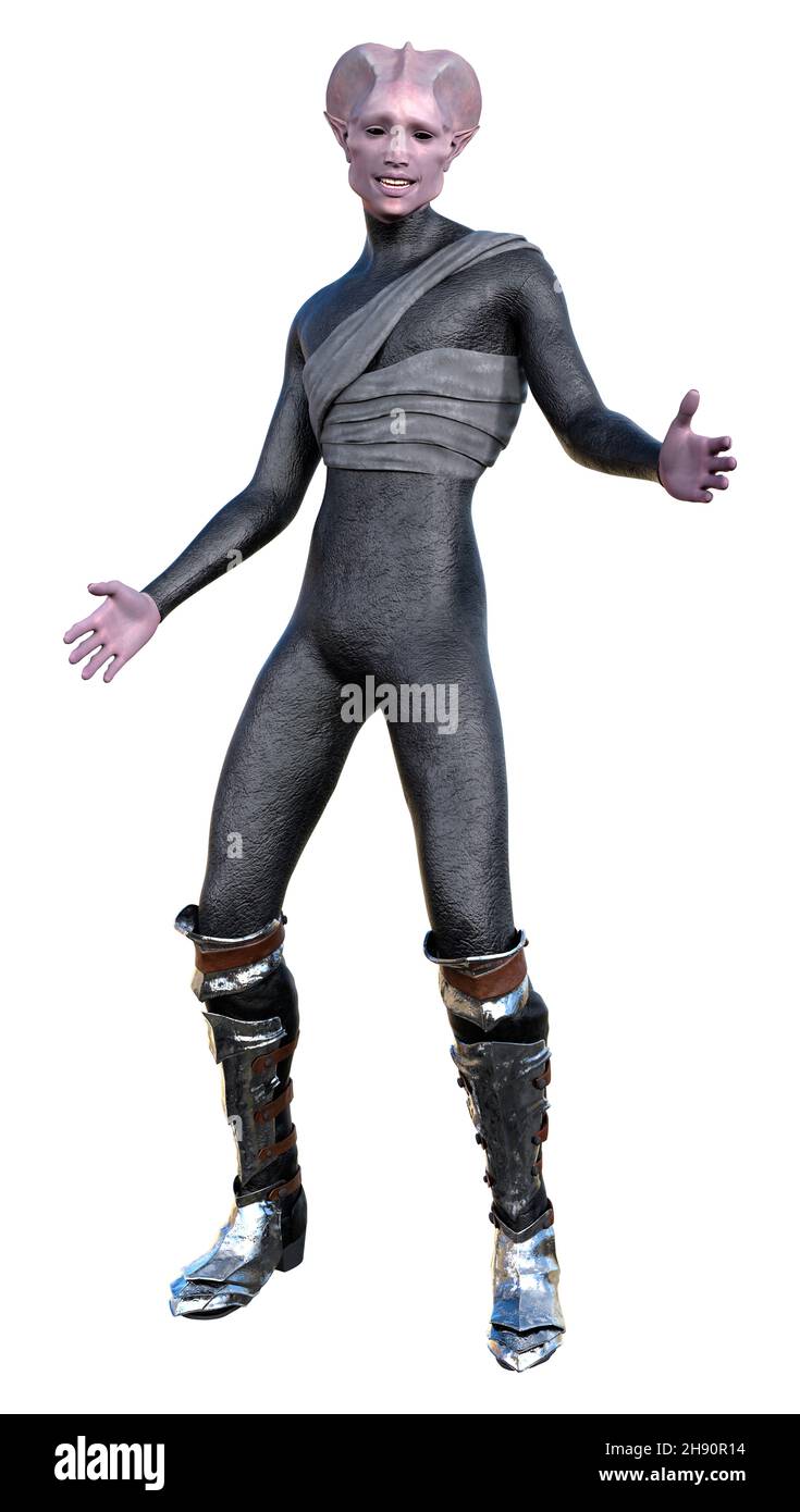3D rendering of a fantasy alien isolated on white background Stock ...