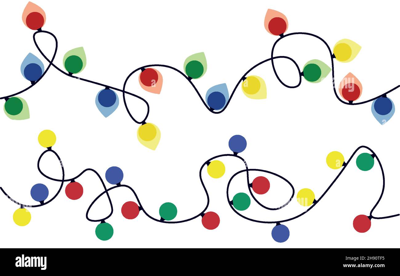 Christmas garlands. Colorful balls of Christmas lights garlands, light ...