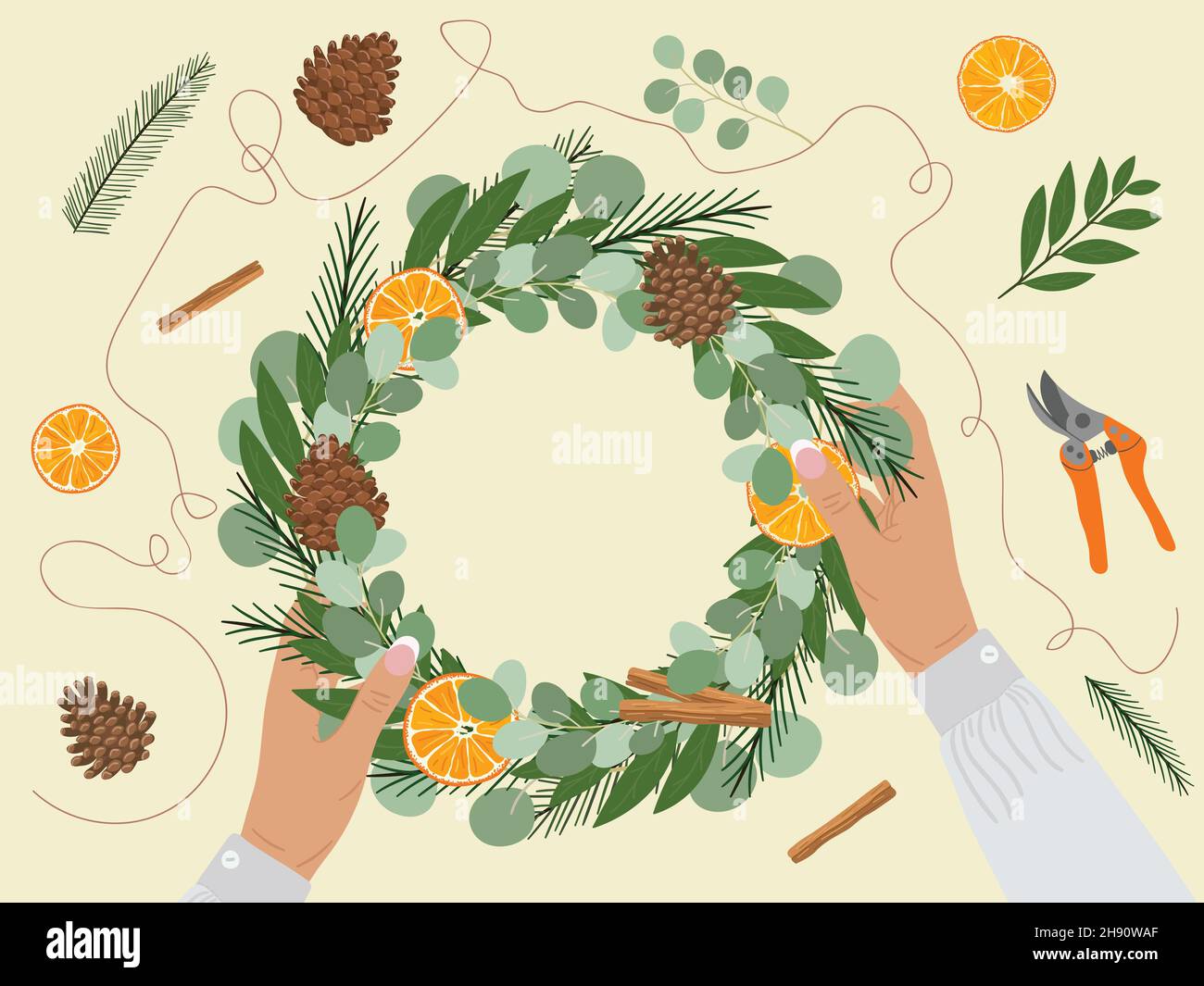 Natural eco friendly christmas Stock Vector Images - Alamy