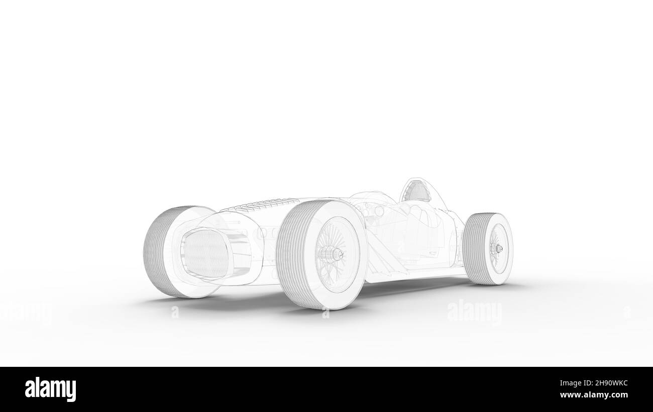 3D rendering of a vintage historic race car isolated on white empty ...