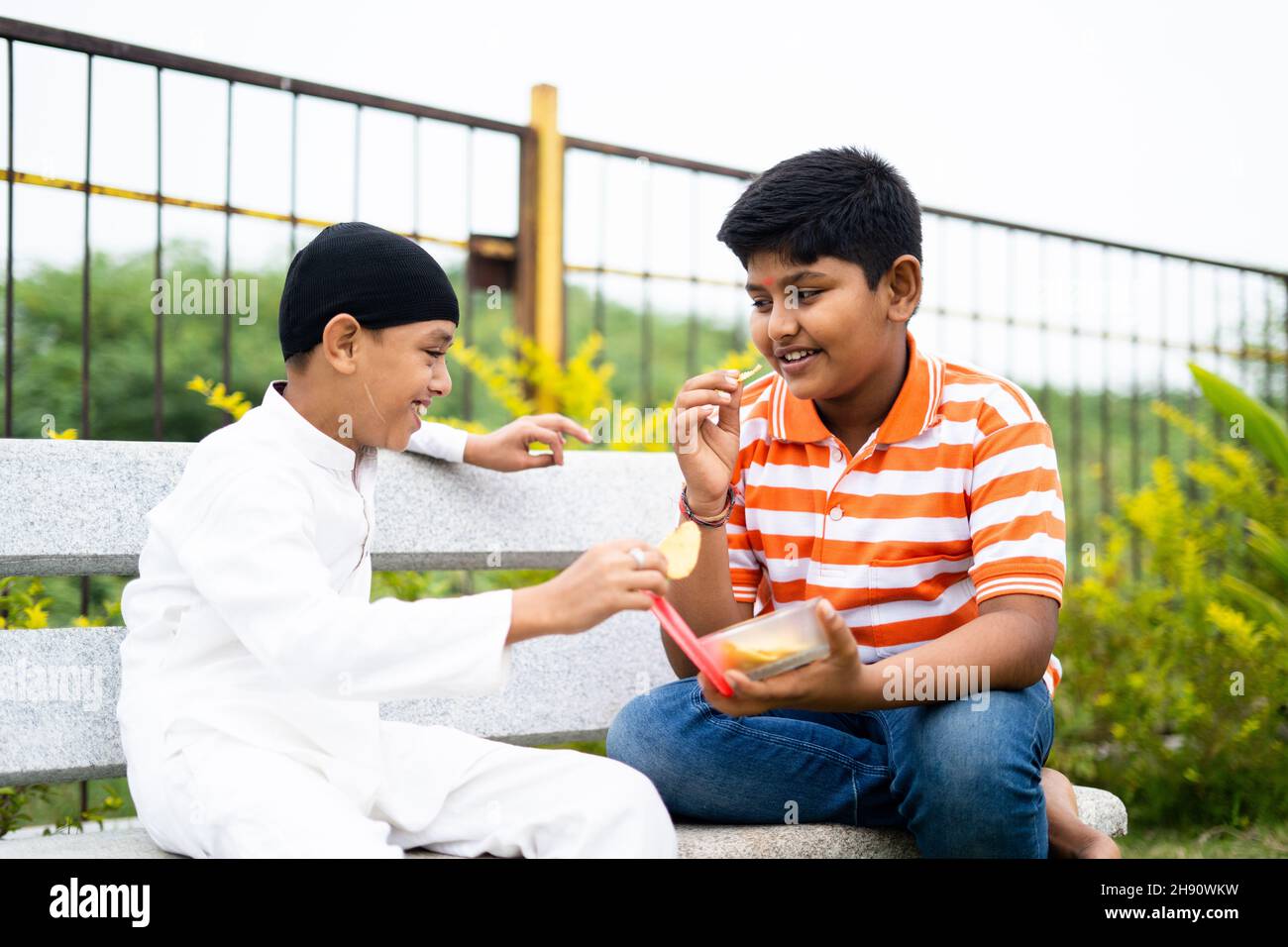 Sharing Food With Friends In School