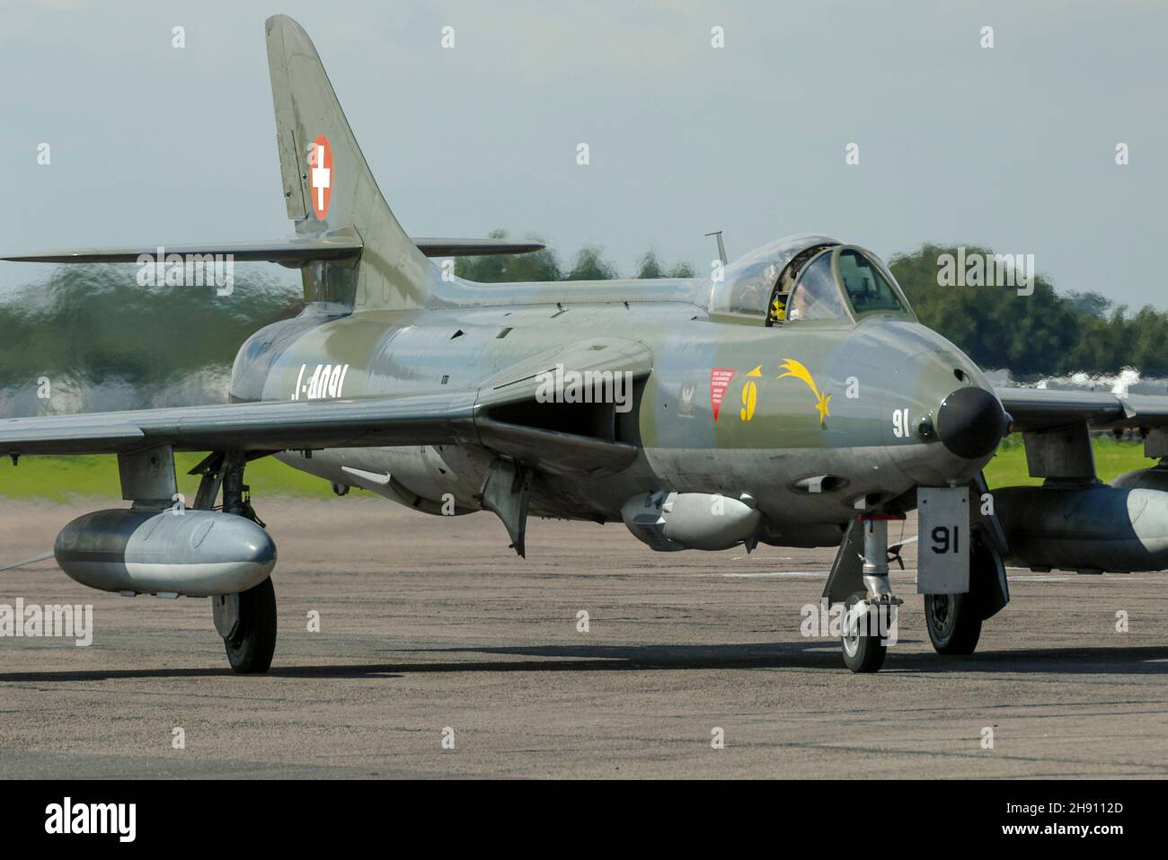 Hawker Hunter F58 classic jet plane J-4091 at Bruntingthorpe Aerodrome ...