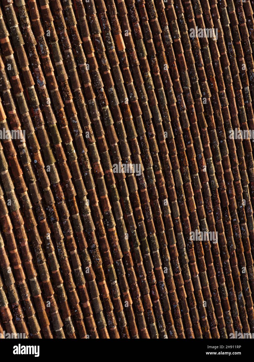 Vertical layout aged roof tiles background Stock Photo - Alamy