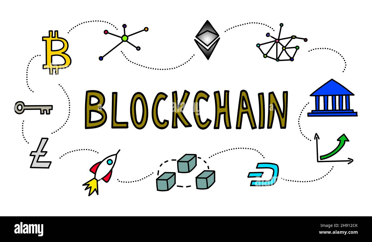 Illustration of a blockchain technology concept Stock Photo - Alamy
